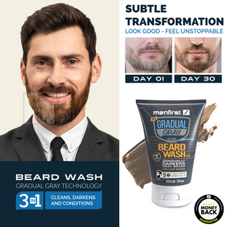 Menfirst Gradual Gray - Good bye Gray Beard - 3-in-1 Shampoo & Beard W