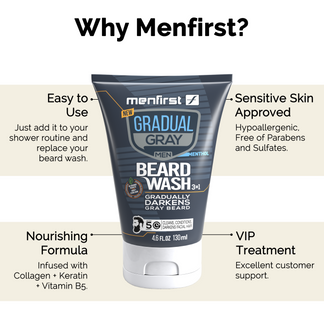 Menfirst Gradual Gray - Beard Wash - Natural Darkening Formula - 1 Pac